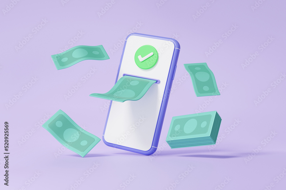 3D render Agree account atm automatic deposit machine on mobile phone ...