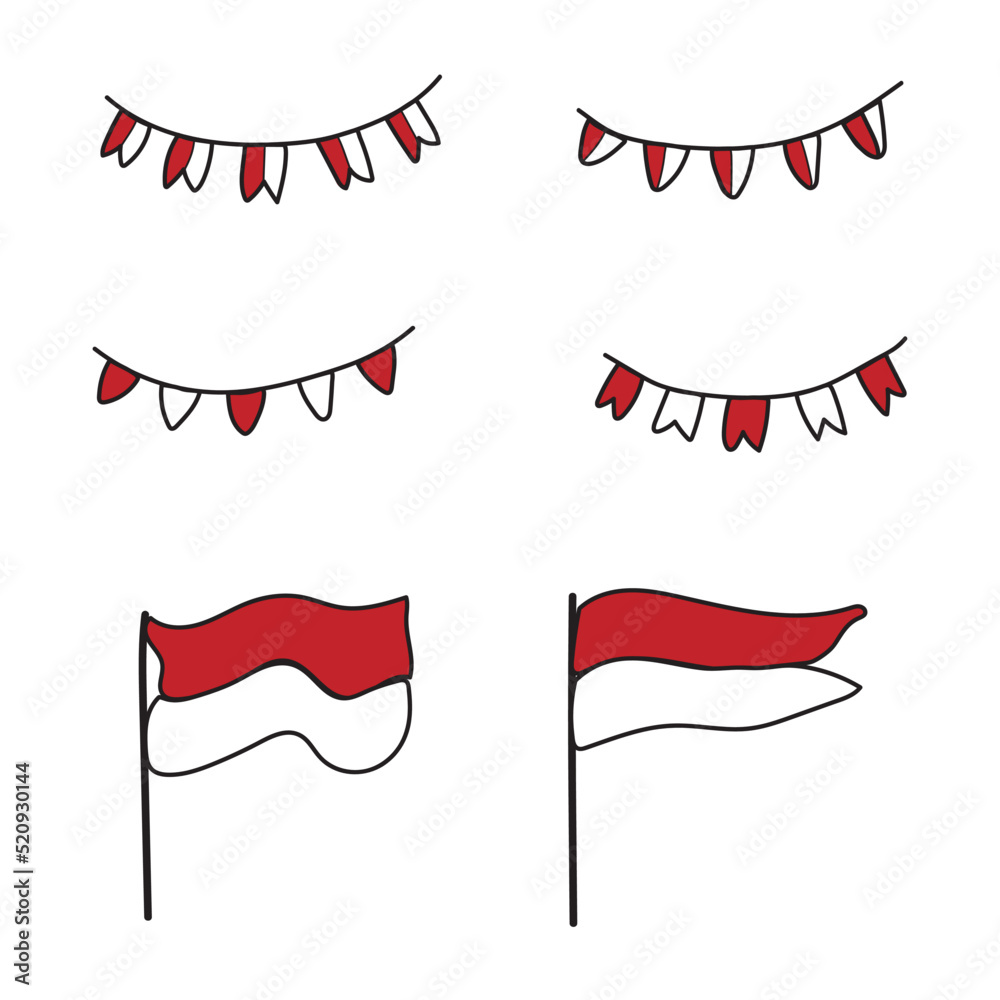 Vector illustration of Hand Draw Sketch, Indonesia Flag for ...