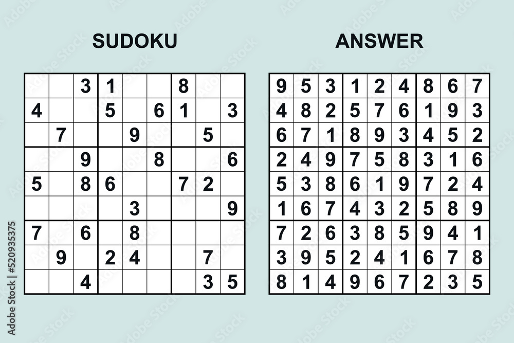 Vector sudoku with answer 469. Puzzle game with numbers. Stock Vector ...