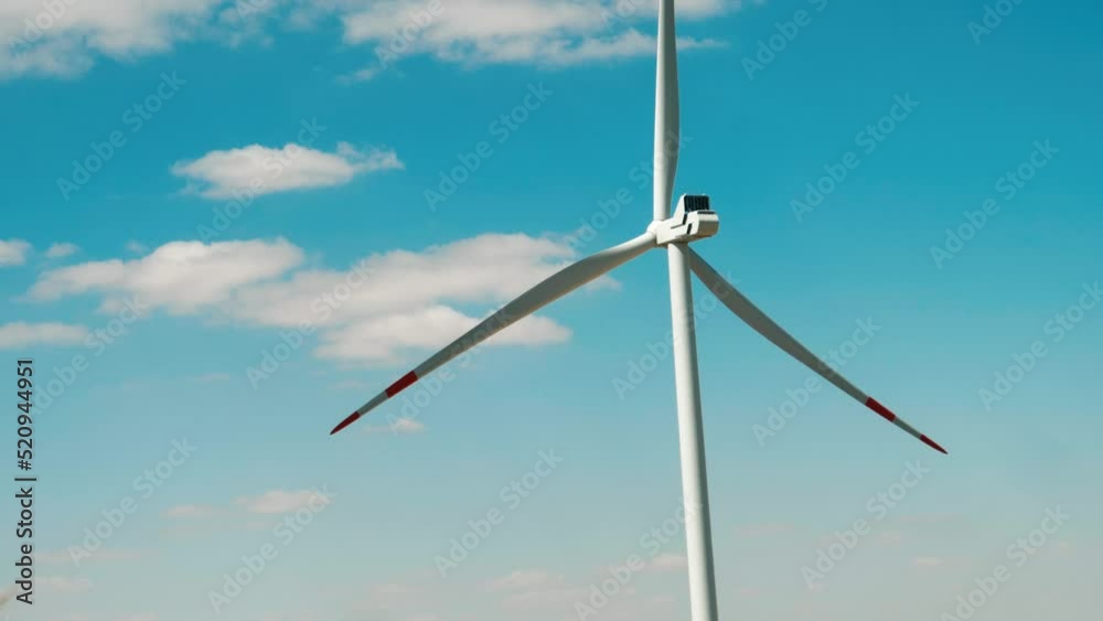 wind power generation. Renewable Green energy. Rotating propellers. The ...
