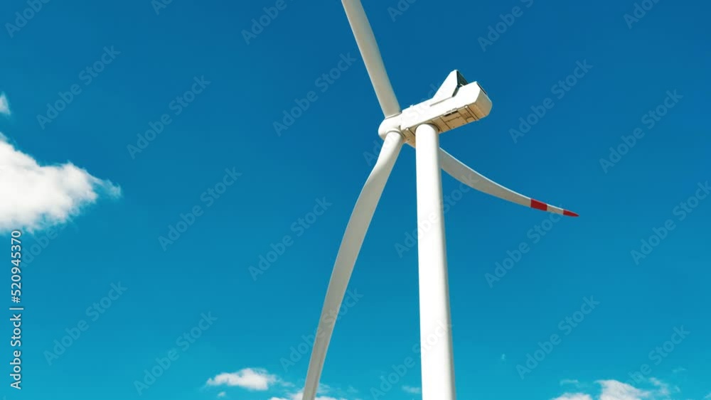 wind power generation. Renewable Green energy. Rotating propellers. The ...