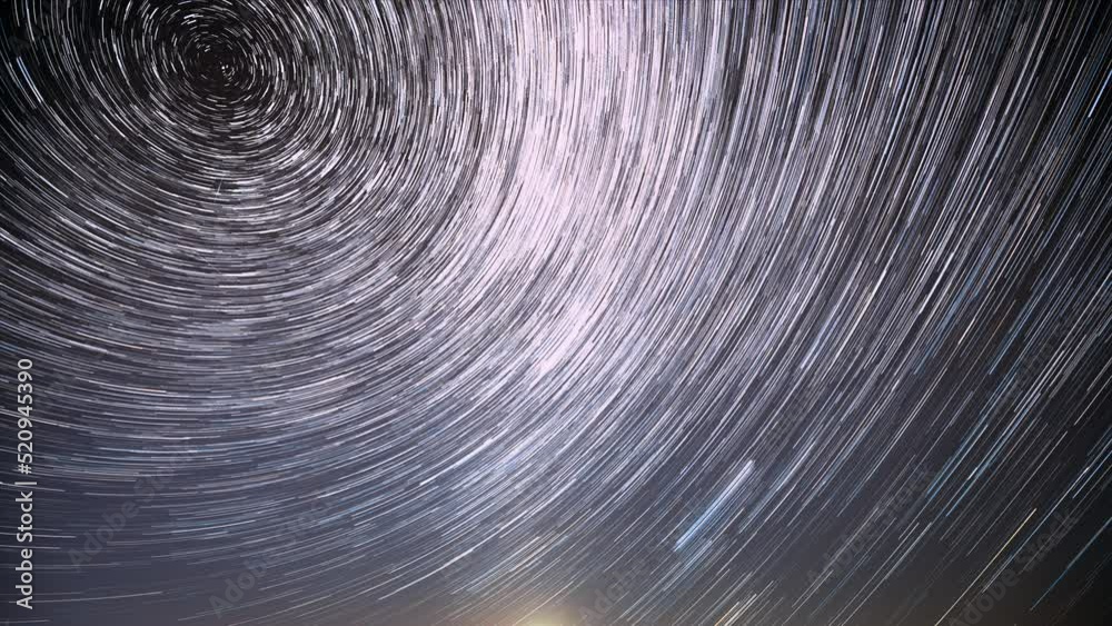Spin Of Stars In Sky. Unusual Stars Effect Sky. Stars Rotate Of Sky ...