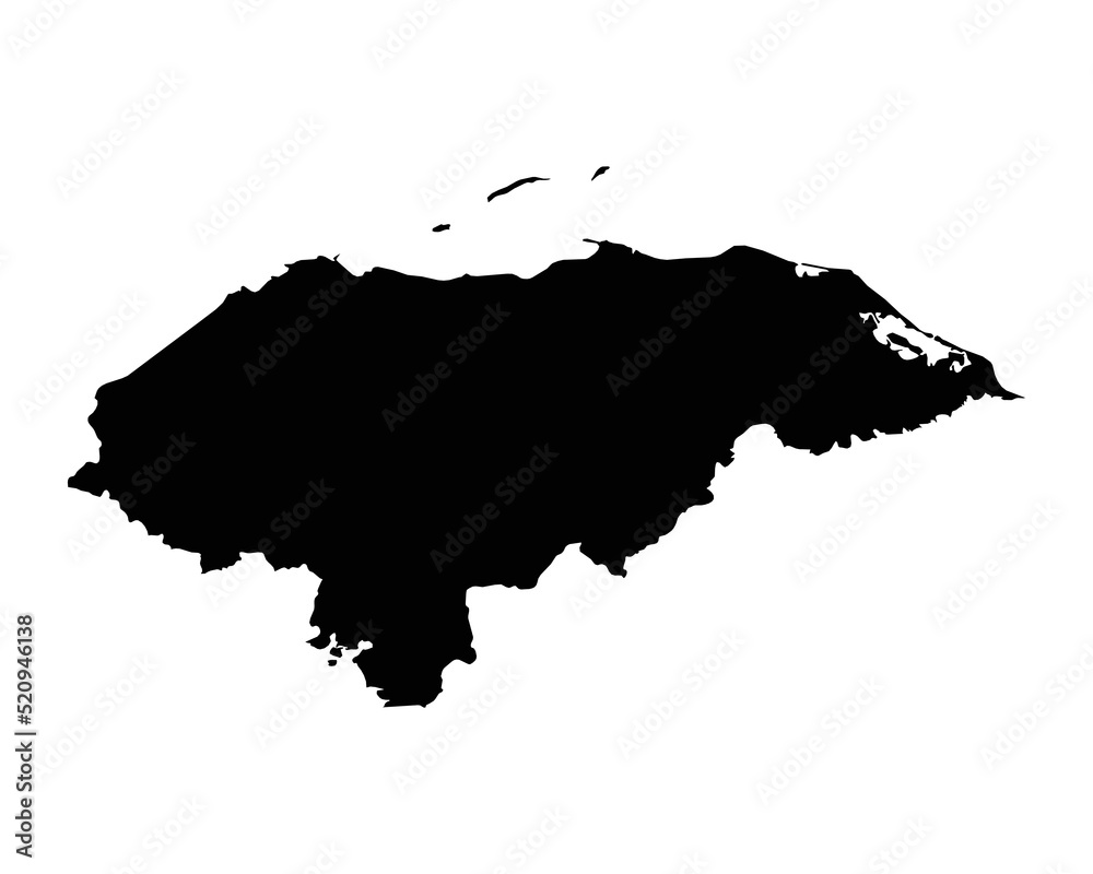 Honduras Map. Honduran Country Map. Black and White National Nation ...