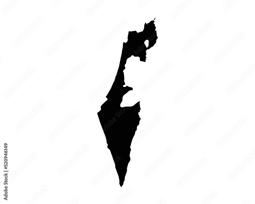 Israel Map. Israeli Country Map. Black and White National Nation ...
