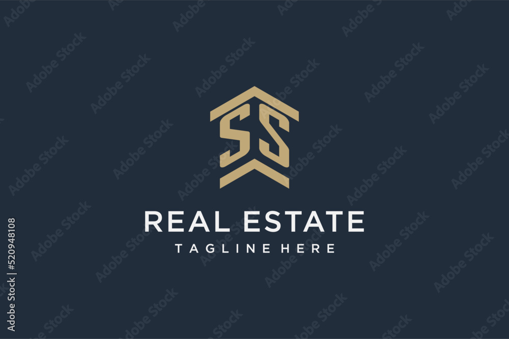 Initial SS logo for real estate with simple and creative house roof ...