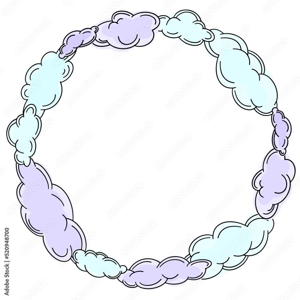 Frame of outline blue clouds in line-art style. Simple vector ...