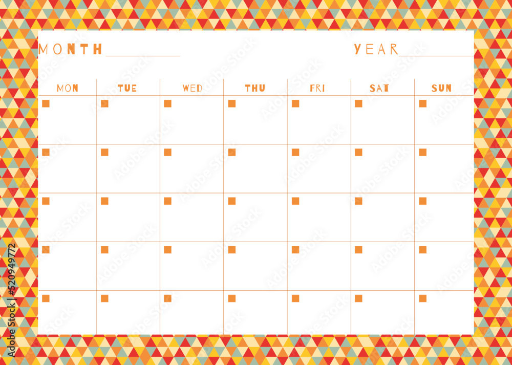 Monthly planner calendar template. Simple printable to do list ...