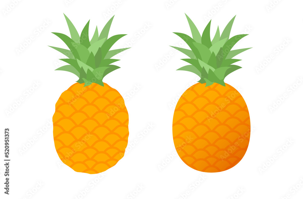 Pineapple fruit vector clipart isolated on white background flat ...
