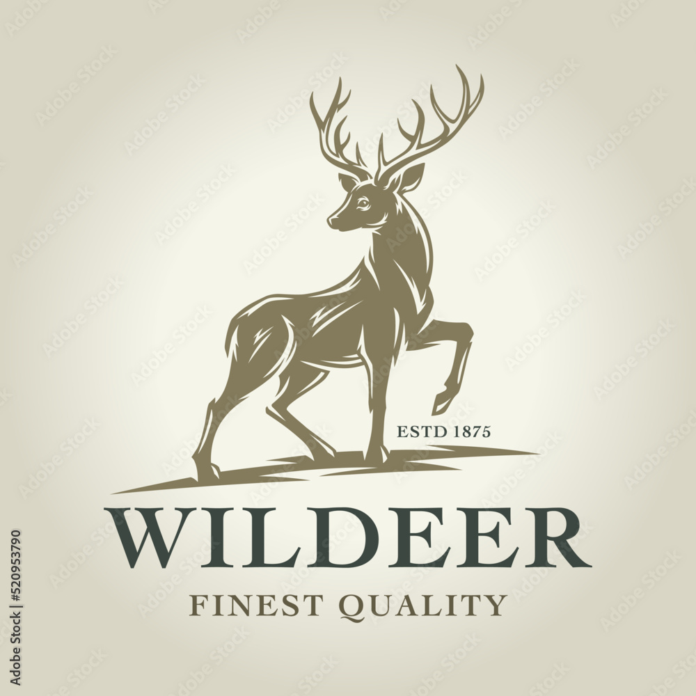 Wild deer logo design. Trophy buck emblem. Antler hunting label. Finest ...