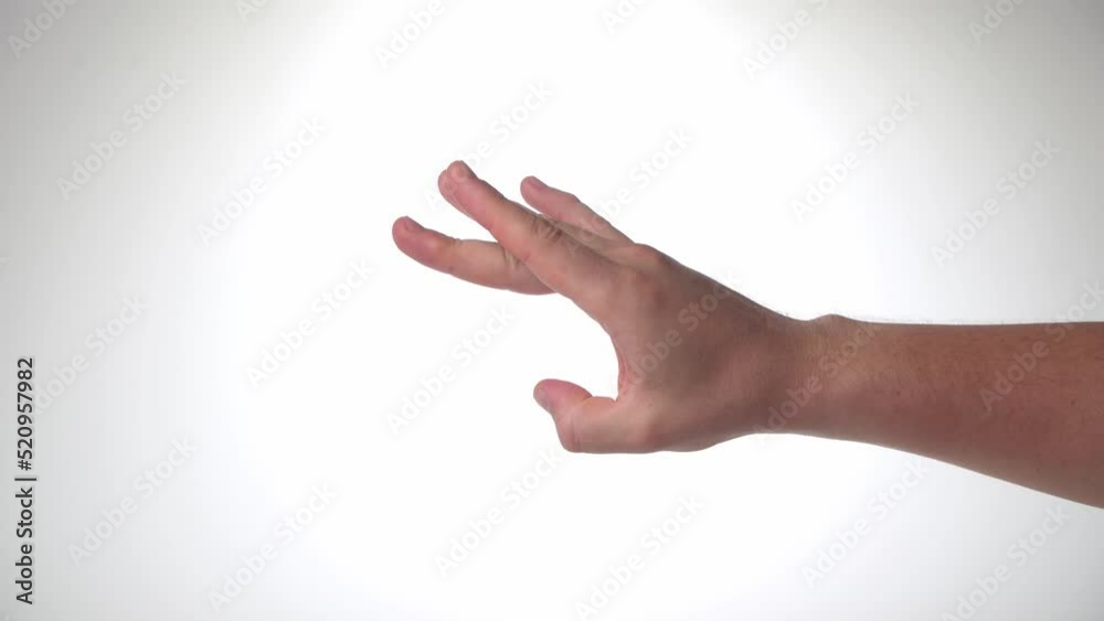 A man's hand on a white background - a gesture to slit on the forehead ...