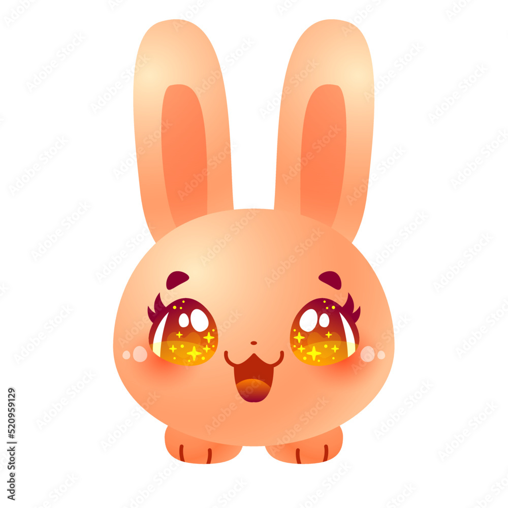 Cute kawaii rabbit bunny hare. Sweet rabbit sitting. Children animal ...