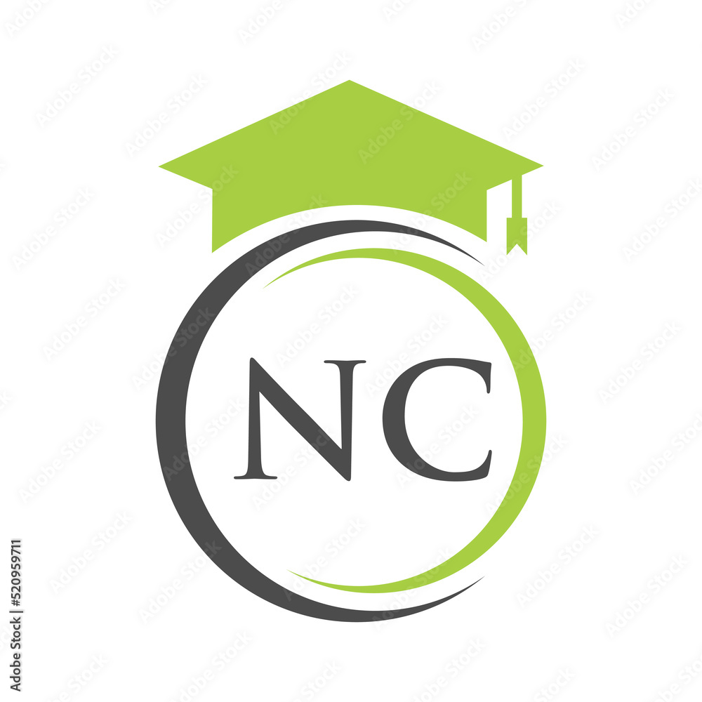 Letter NC Education Logo Concept With Educational Graduation Hat Vector ...
