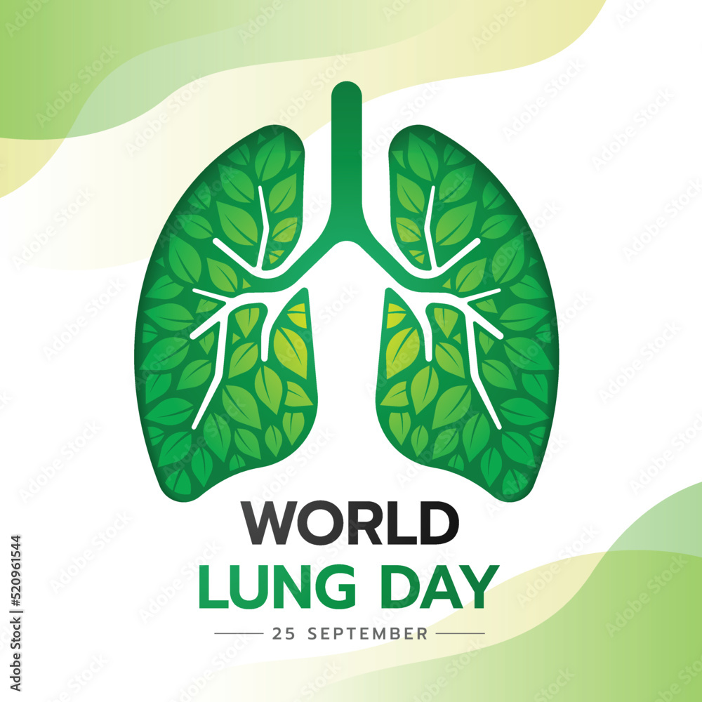 world lung day - green lung sign with branch and leaves texture vector ...