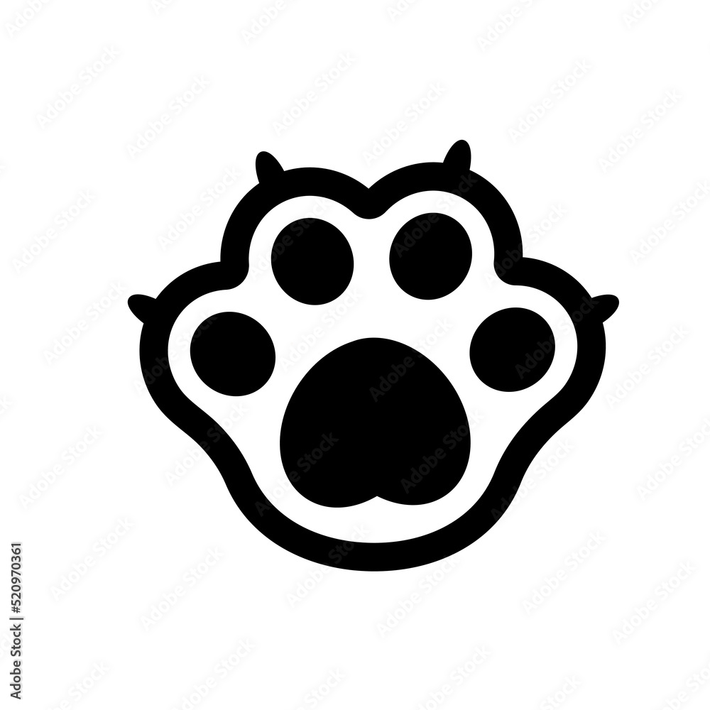 Imprint paw icon cats or dogs in cartoon style. isolated vector ...