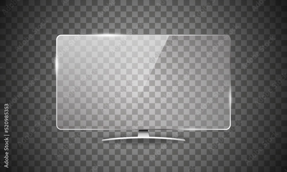 4K LED TV. Vector glass rectangle on a transparent background. Stock ...