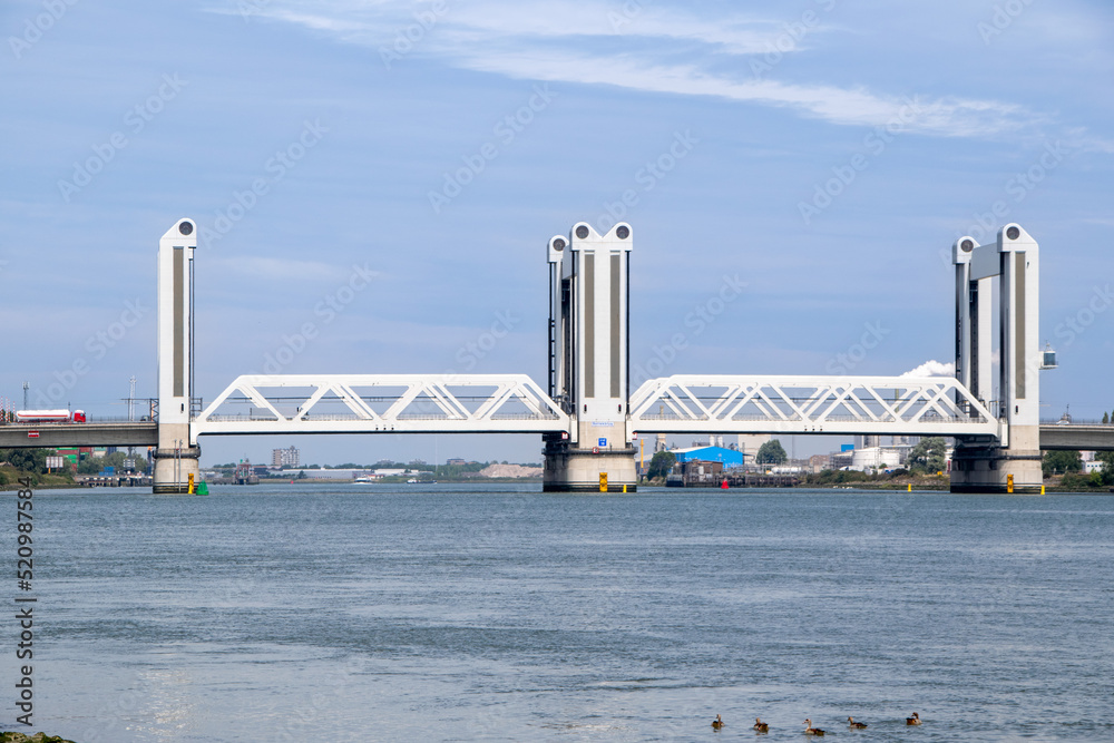 Botlek Bridge, Botlekbrug, over river the Oude Maas between Spijkenisse ...