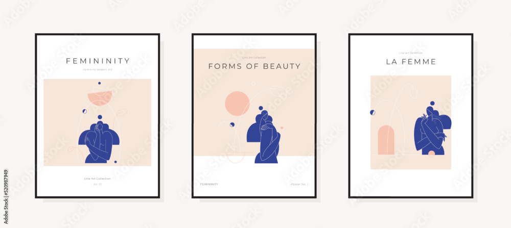 Mid Century Modern Poster Collection Abstract Female Body Woman