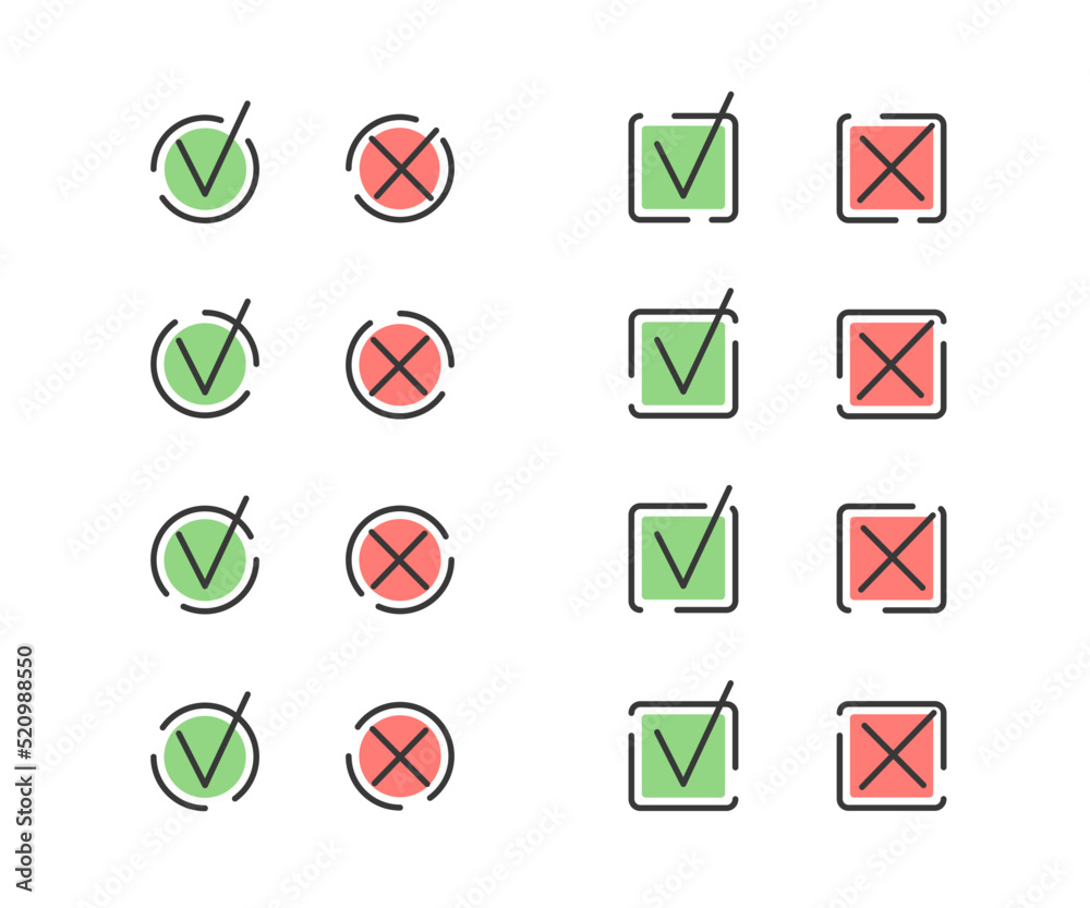 Put checkmarks and cross marks. Infographic elements. Icons for ...