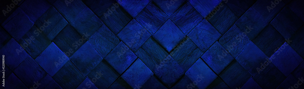 Abstract blue colored 3D cube block wall texture background banner ...