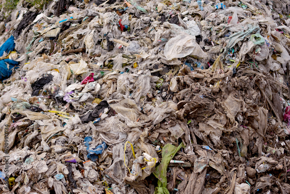 Plastic waste, waste materials from households, urban communities ...