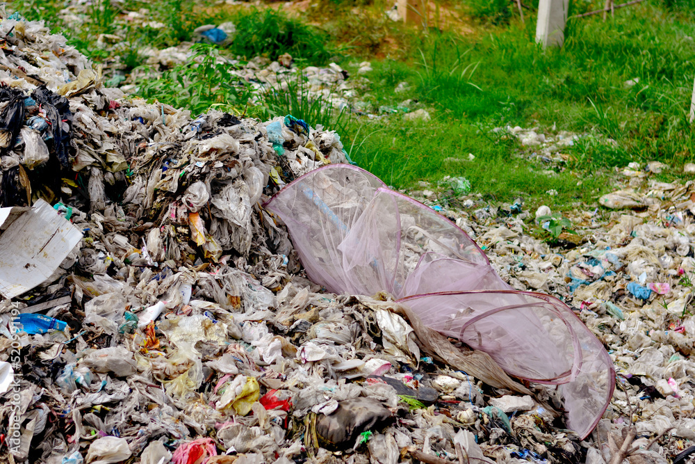 Plastic waste, waste materials from households, urban communities ...