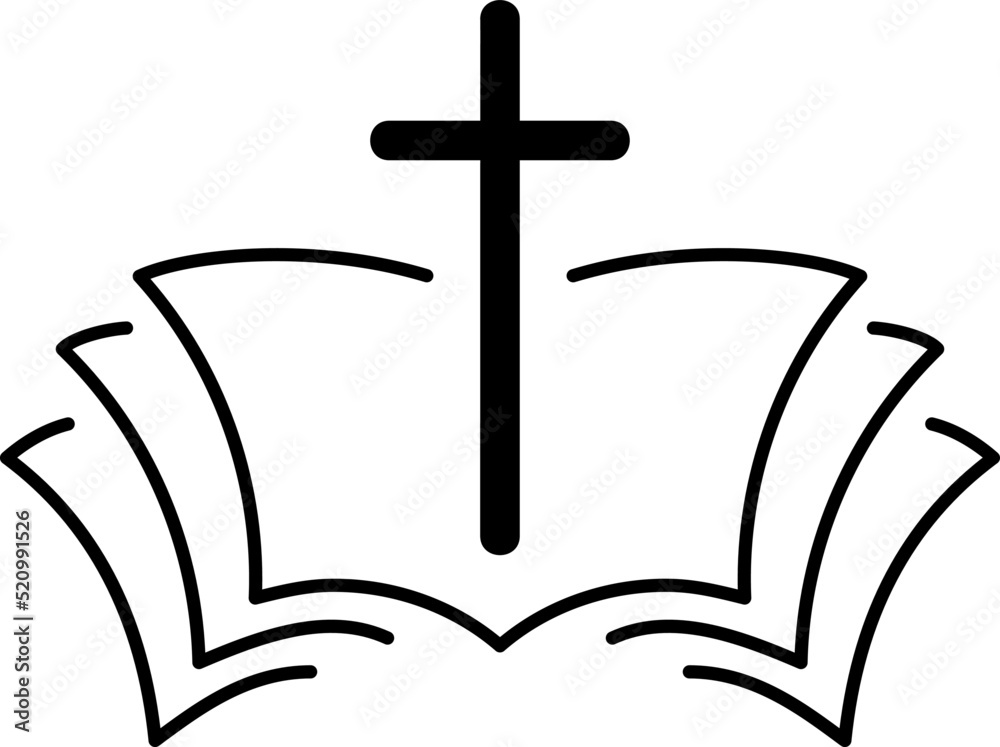 Vector illustration of Christian Logo or icon. Emblem with Cross and ...