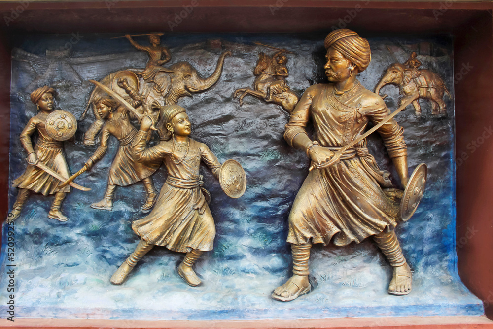 Chatrapati Shivaji Maharaj getting fighting lessons sculpture, Shiv ...