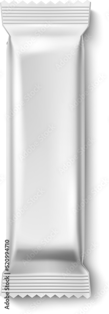 Snack foil wrapper mockup. Blank white package Stock Vector | Adobe Stock