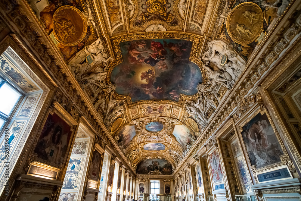 PARIS, FRANCE - February 15, 2018: Interior of the Louvre. Louvre ...