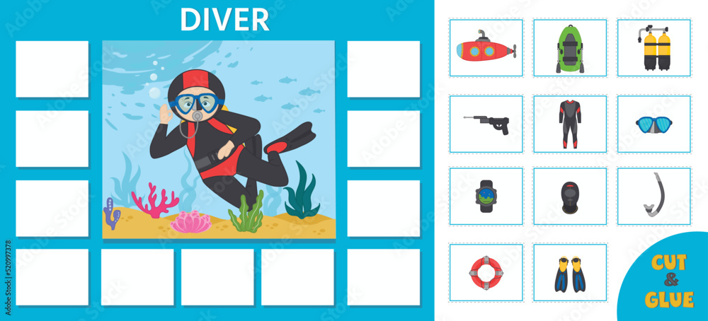 Education game for children. Learning cards. Professions. Choose the ...