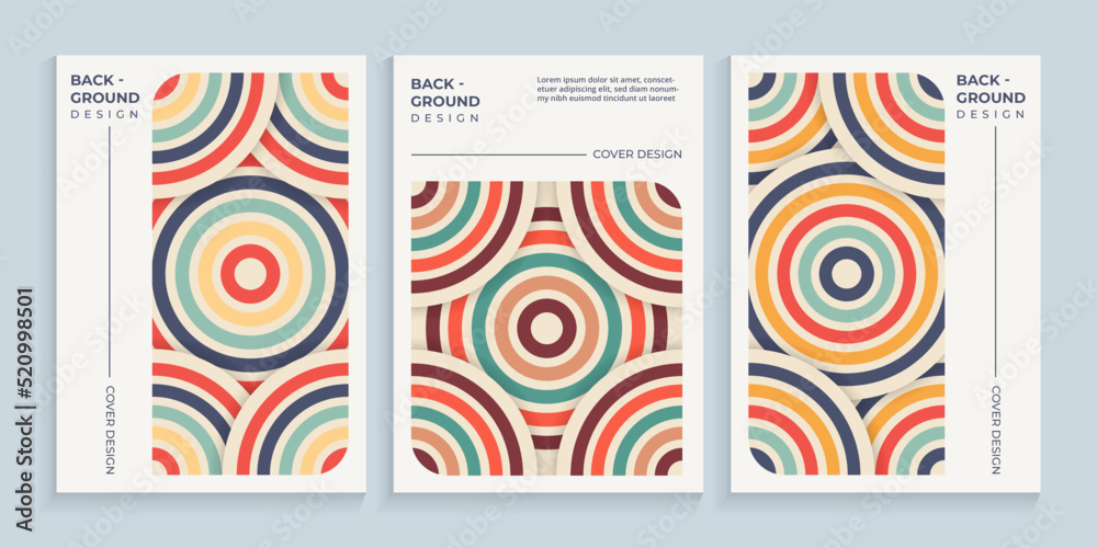 Vintage overlapping circles cover design with retro colors Stock Vector ...