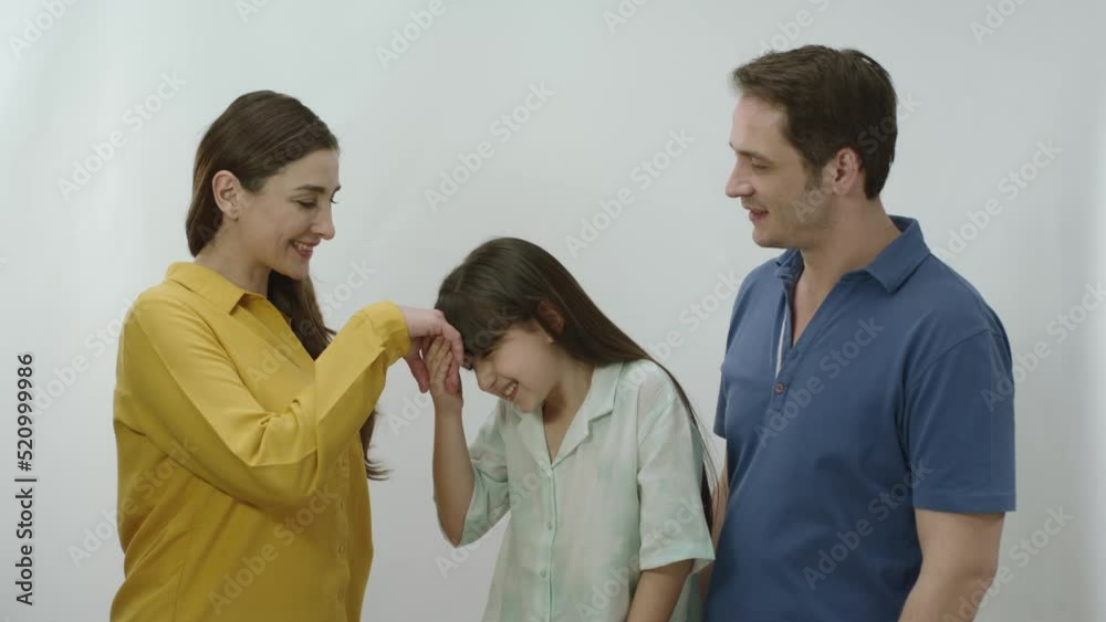 Happy muslim family on white background. Muslim Turkish family ...