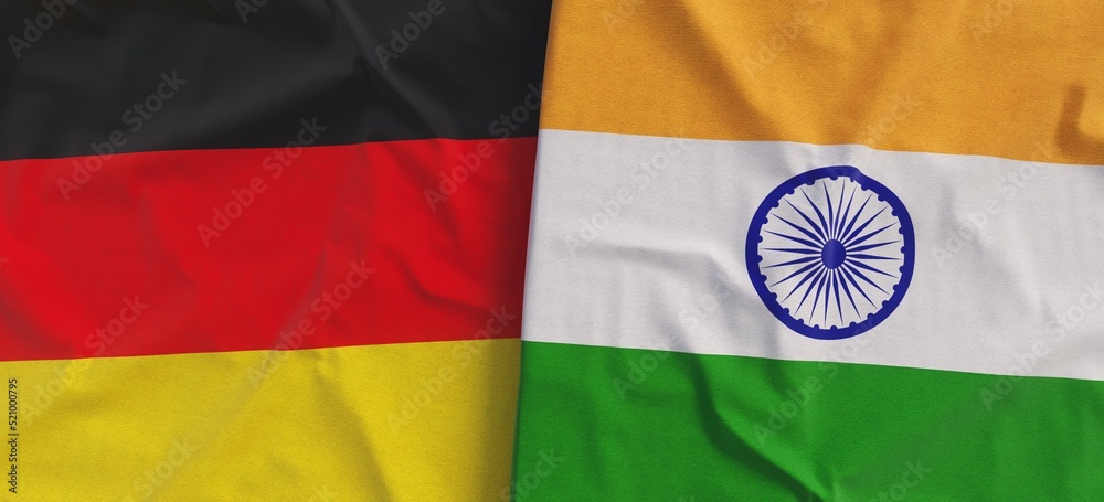Flags of Germany and India. Linen flag close-up. Flag made of canvas ...