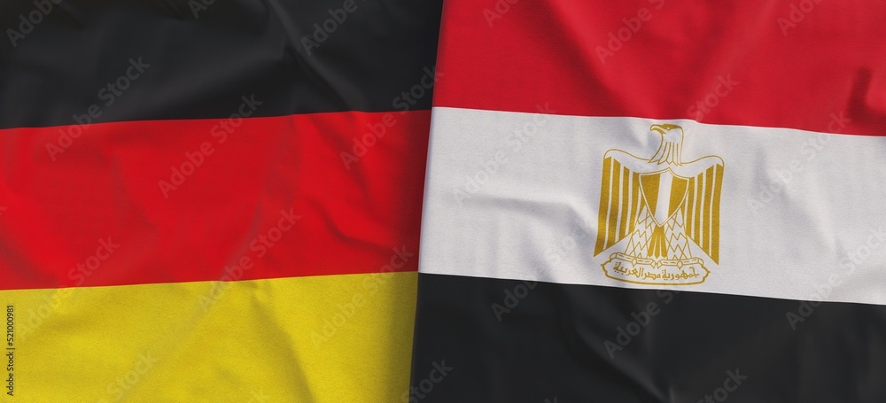 Flags of Germany and Egypt. Linen flag close-up. Flag made of canvas ...