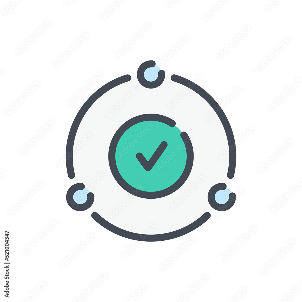 Network acceptance and System approval color line icon. Circle with ...