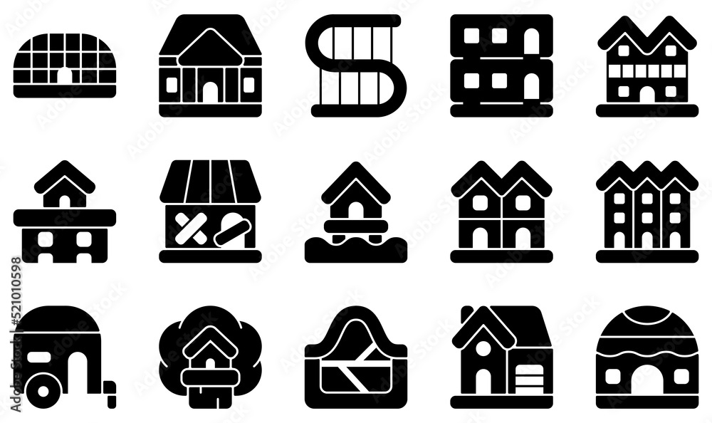 Set of Vector Icons Related to Type Of Houses. Contains such Icons as ...