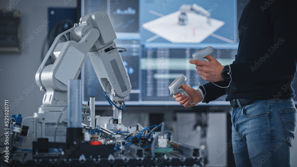 Unrecognisable Male Student Holding Virtual Reality Controllers, Uses ...
