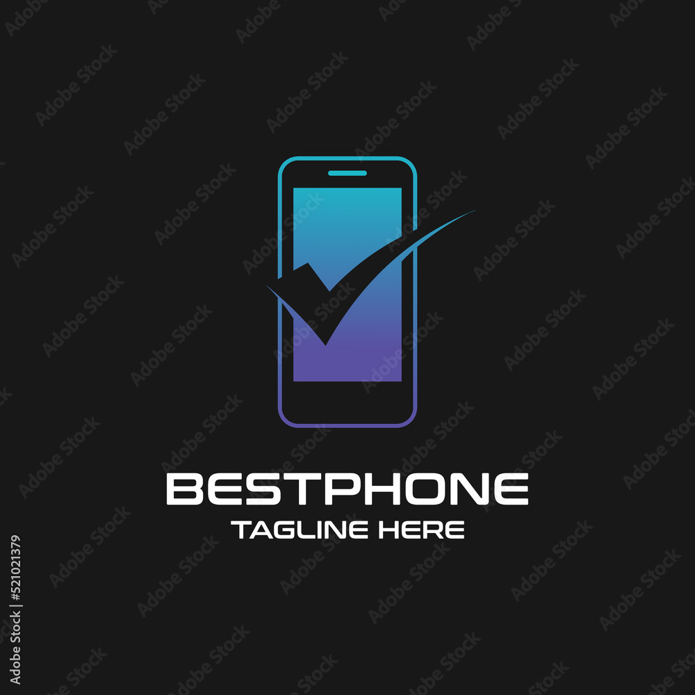 Technology logo with check symbol and mobile phone design idea Stock ...