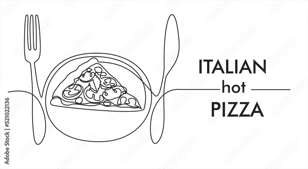 Vetor do Stock: Continuous one line drawing of Italy pizza for ...