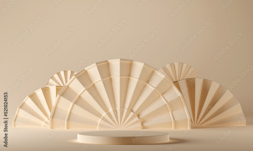 Chinese beige luxury background with pedestal, podium, round stage ...