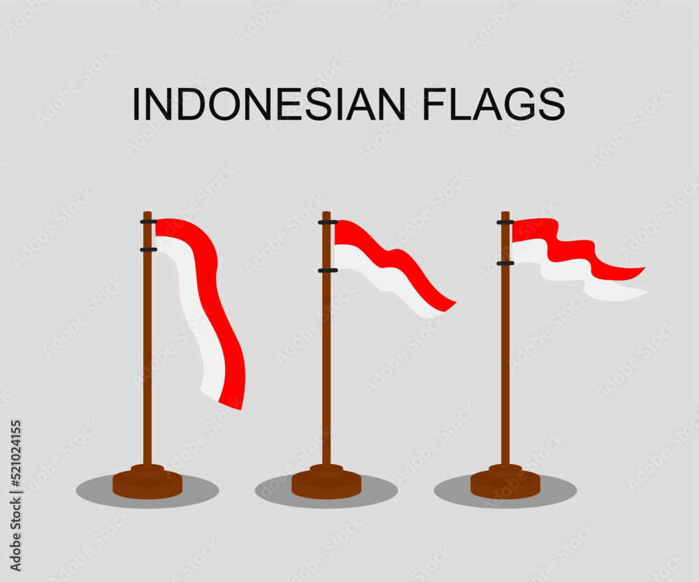 Vector set of Indonesian red and white flags and national colours, set ...