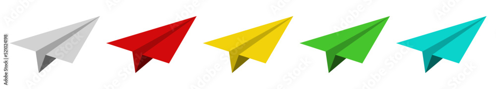 Paper plane icon. Colorful airplane icon on white background. Set of ...