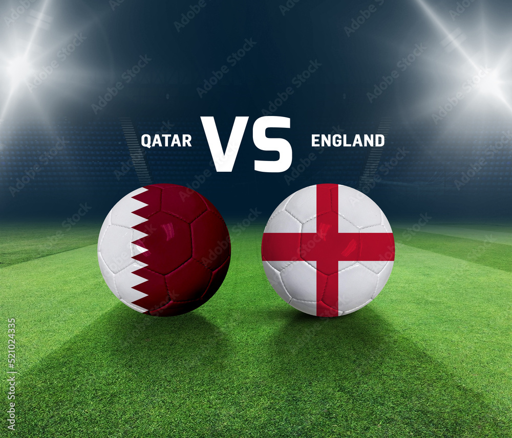 Soccer matchday template. Qatar vs England Match day template. 3d ...