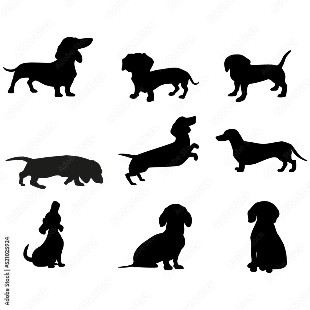 Dachshund icon vector set. Dog illustration sign collection. Home pet ...