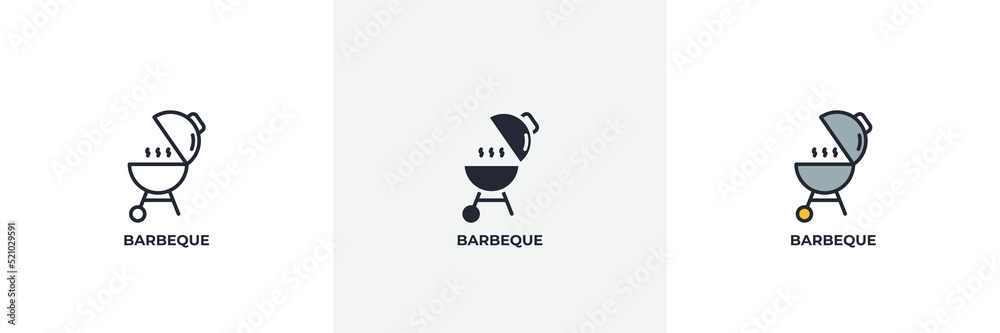 barbeque icon. Line, solid and filled outline colorful version, outline ...