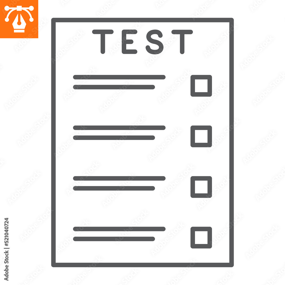 Paper test line icon, outline style icon for web site or mobile app ...