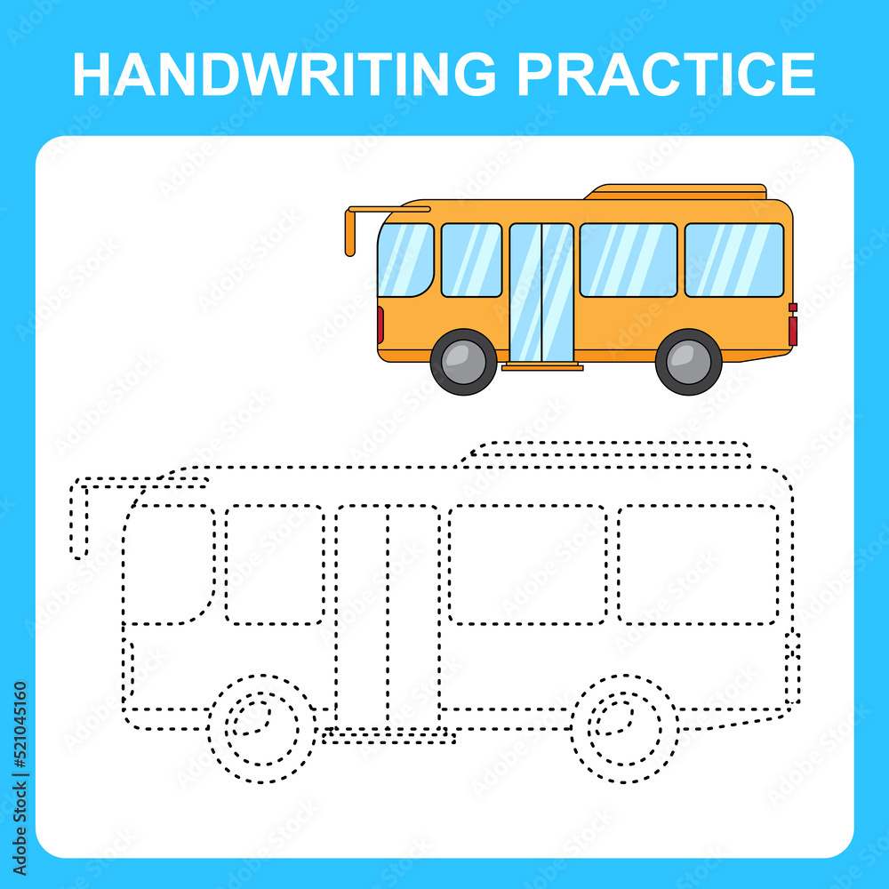 Handwriting practice. Trace the lines and color the bus. Educational ...