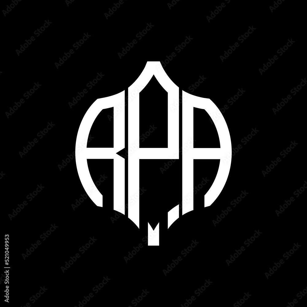 RPA letter logo. RPA best black background vector image. RPA Monogram ...
