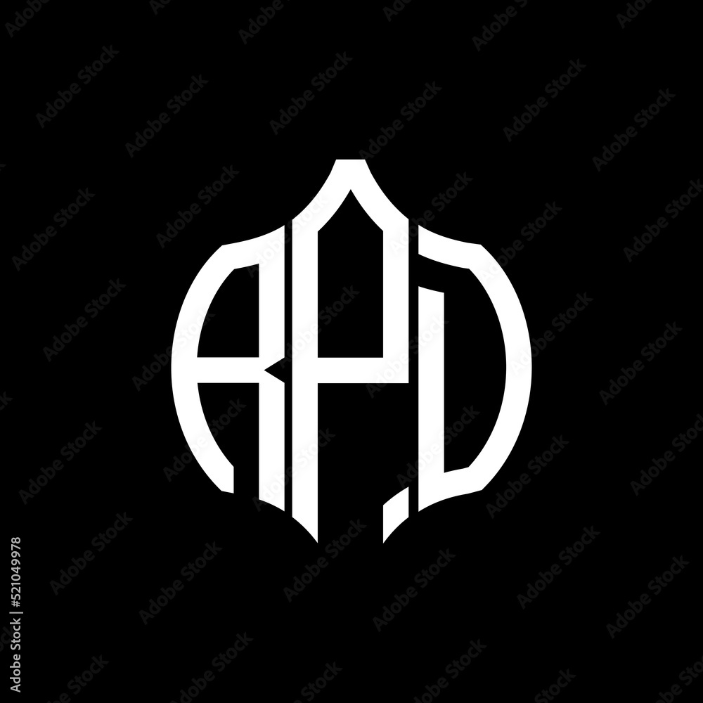 RPD letter logo. RPD best black background vector image. RPD Monogram ...