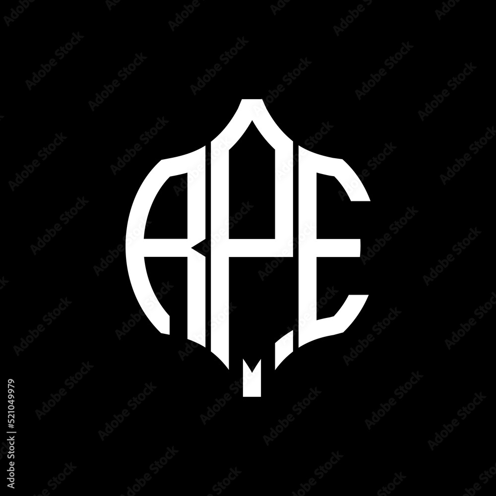 RPE letter logo. RPE best black background vector image. RPE Monogram ...
